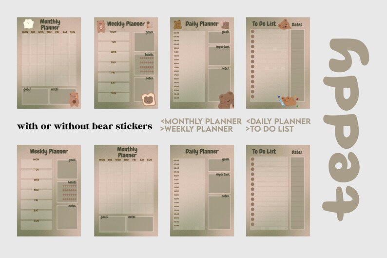 Teddy Bear Cute Digital Planner, Goodnotes, Ipad, Notability - Etsy