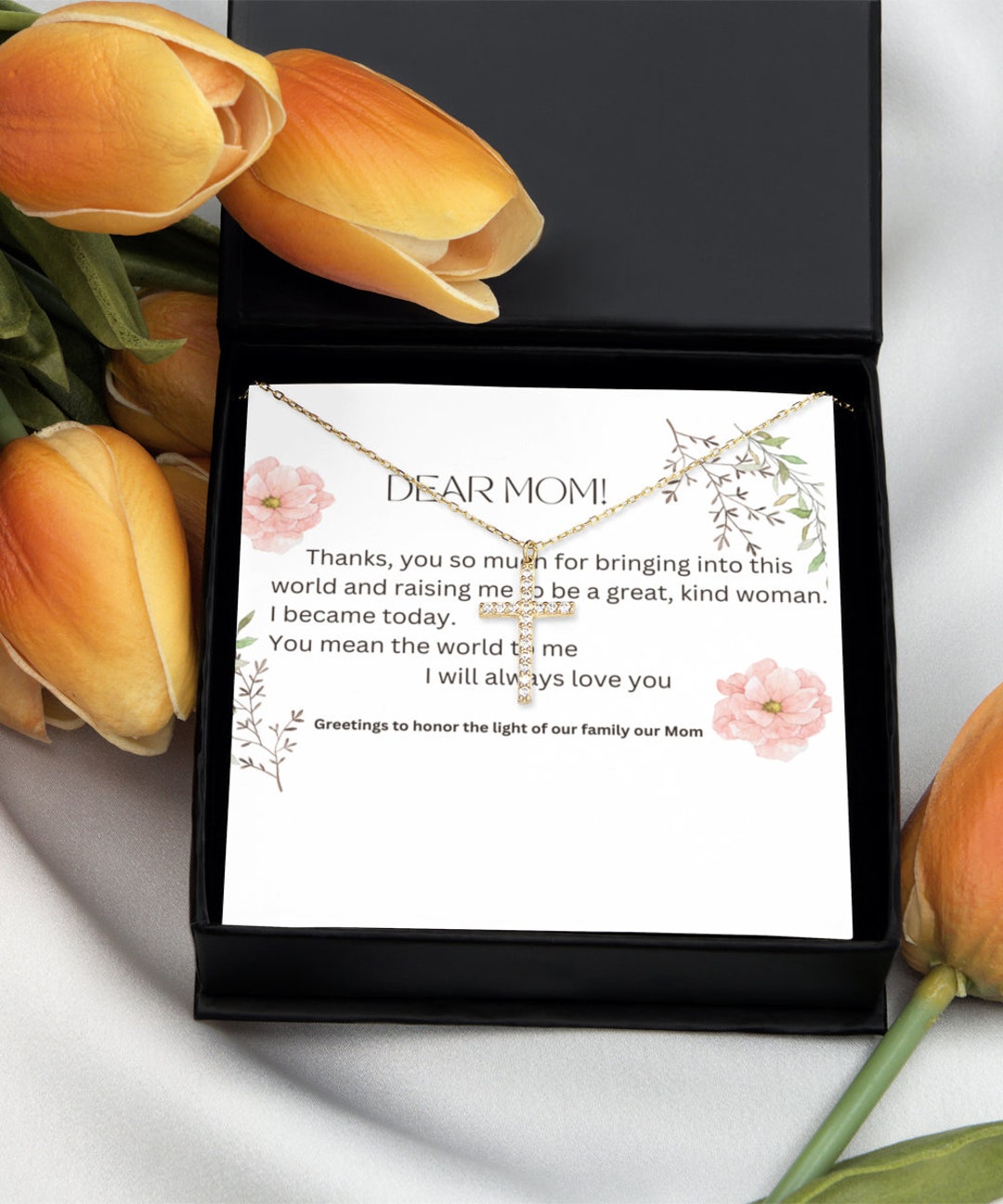 Dear Mom, Sentimental Mother Jewelry, Crystal Gold Cross Necklaces ...