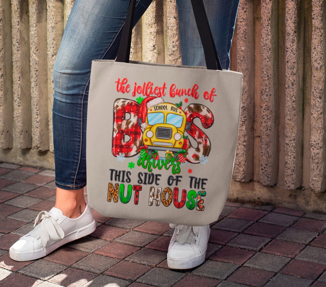 Jolliest Bunch of Bus Drivers Tote Bag, Personalized Totebag, Christmas ...