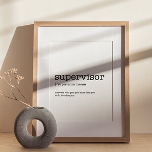 SUPERVISOR, Digital Art Printable, Word Definition Poster Print - Urban ...