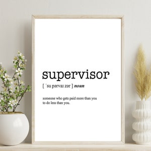 SUPERVISOR, Digital Art Printable, Word Definition Poster Print Urban ...