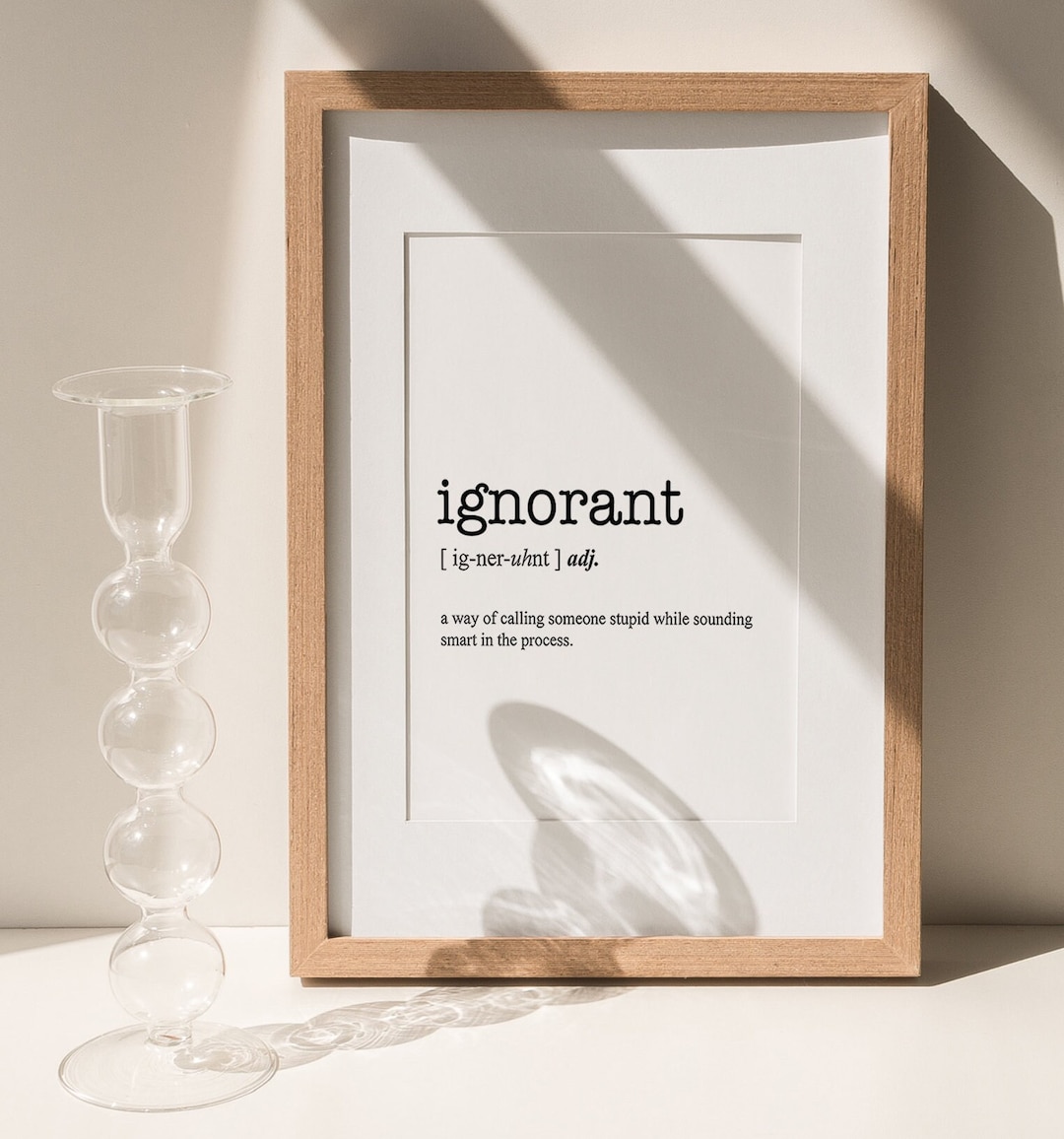 IGNORANT, Digital Art Printable, Word Definition Poster Print Urban ...