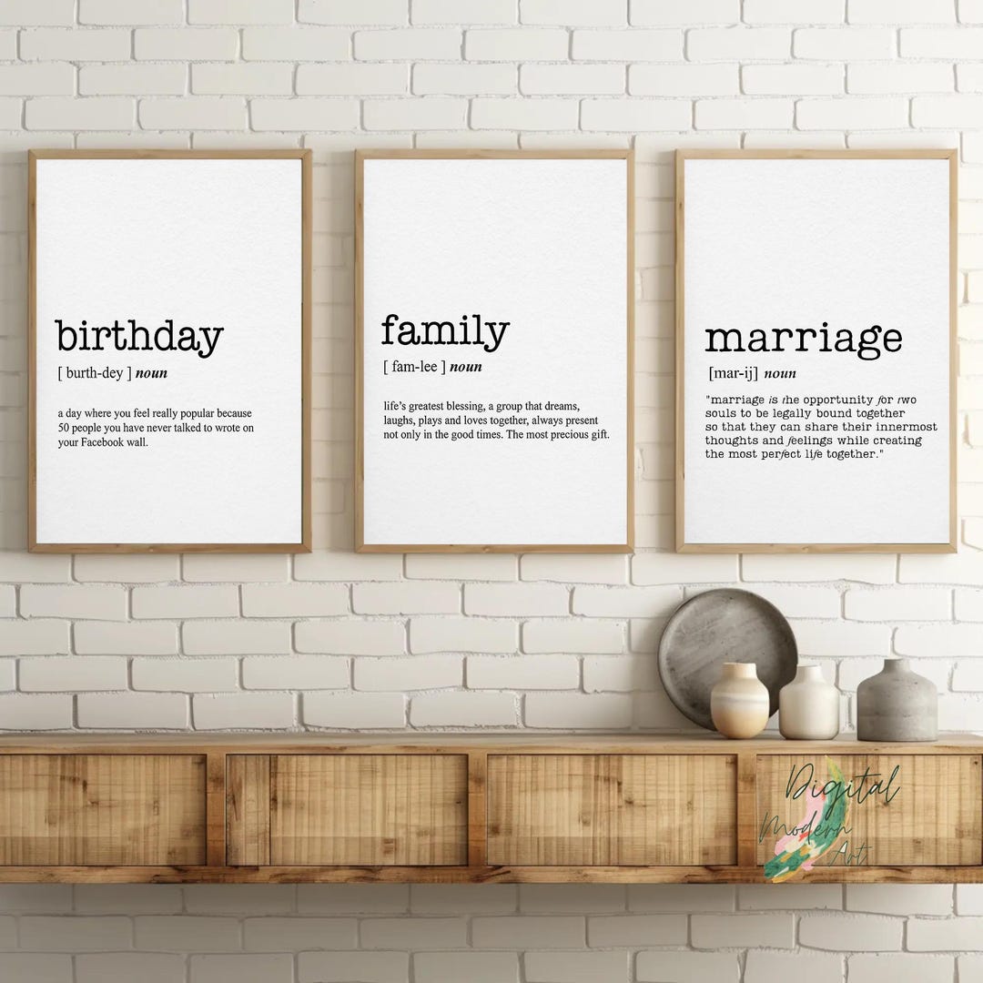 A4 Word Definition Print Marriage Family Birthday Wall Decor Humorous ...