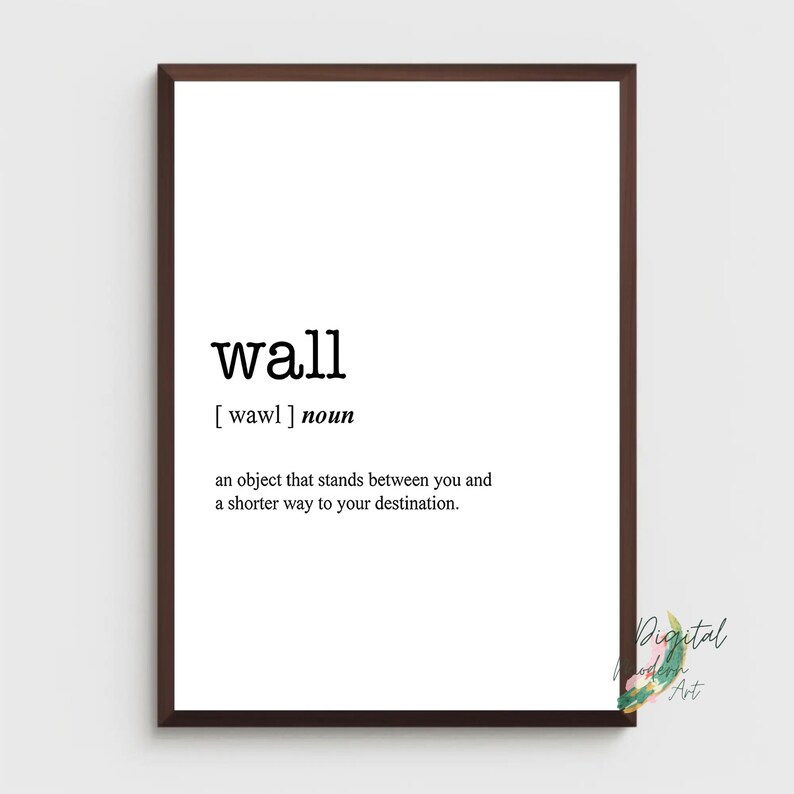 WALL, Digital Art Printable, Word Definition Poster Print - Urban ...