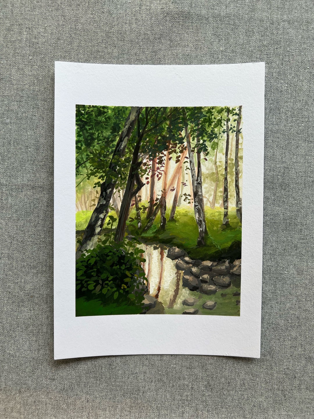 Sunlight 7-original Gouache Painting-gouache Painting-gouache Landscape ...