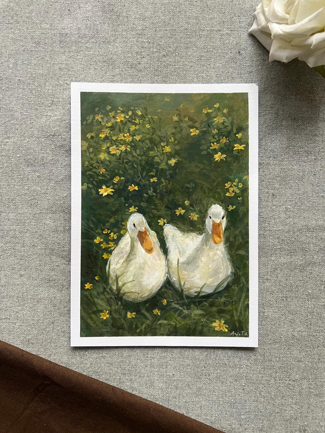 Duck Love-original Acrylic Painting-cute Ducks Romantic Painting-ducks ...