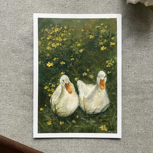 Duck Love-original Acrylic Painting-cute Ducks Romantic Painting-ducks ...