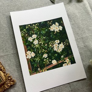 White Roses-original Gouache Painting-floral Painting-rose Garden ...
