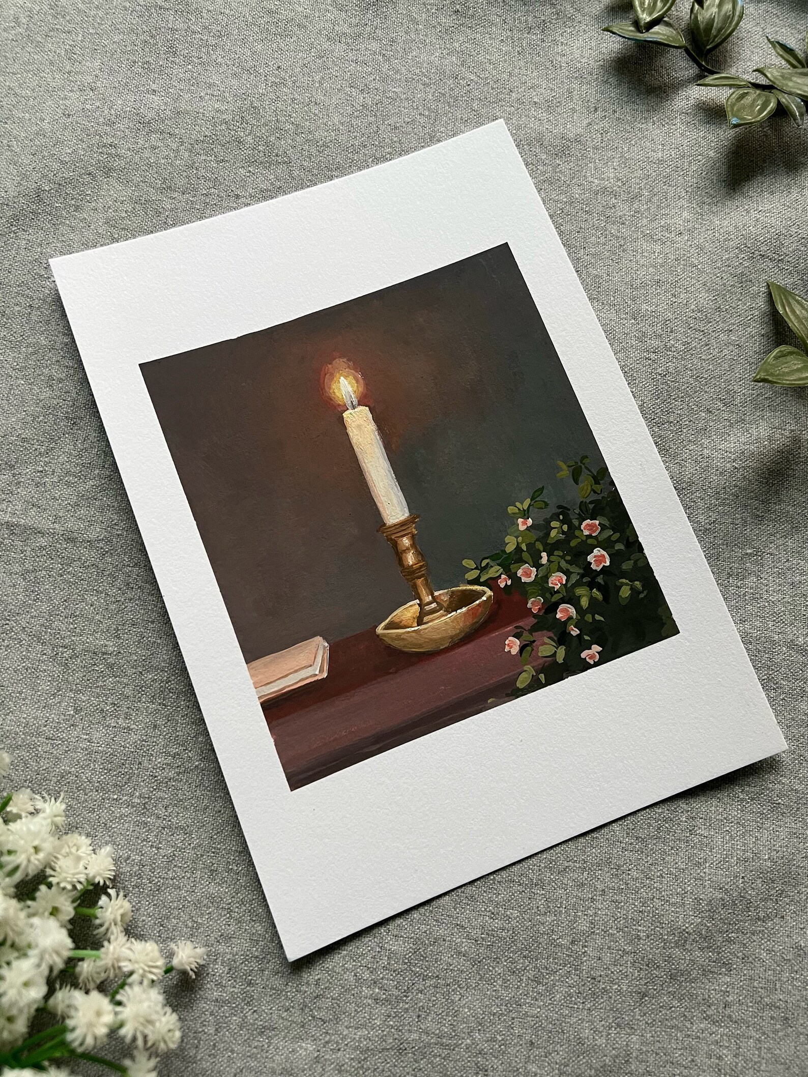 Candle 1-original Gouache Painting-candle Painting-still Life Painting ...