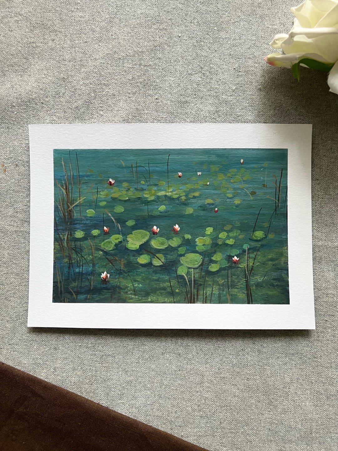Lake Life-original Gouache Painting-waterlilly Pond Painting-claude ...