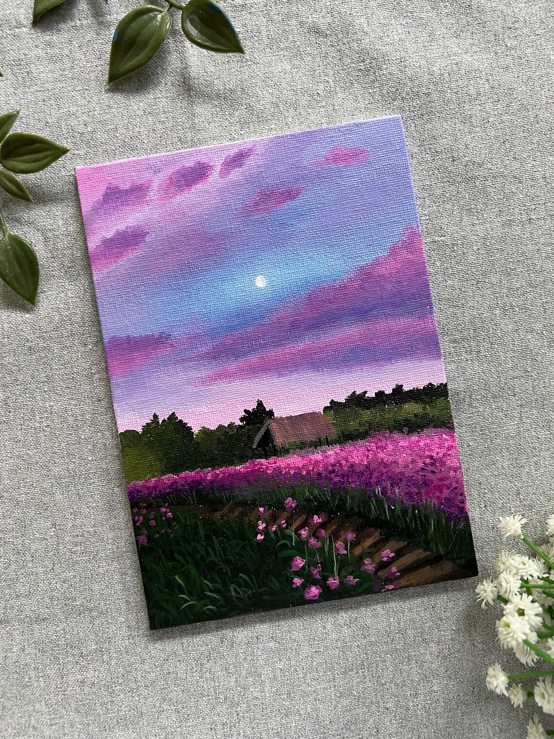Purple Land-original Acrylic Painting-purple Aesthetic Painting-flower ...