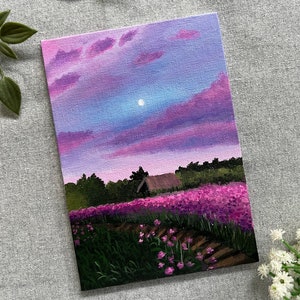 Purple Land-original Acrylic Painting-purple Aesthetic Painting-flower ...