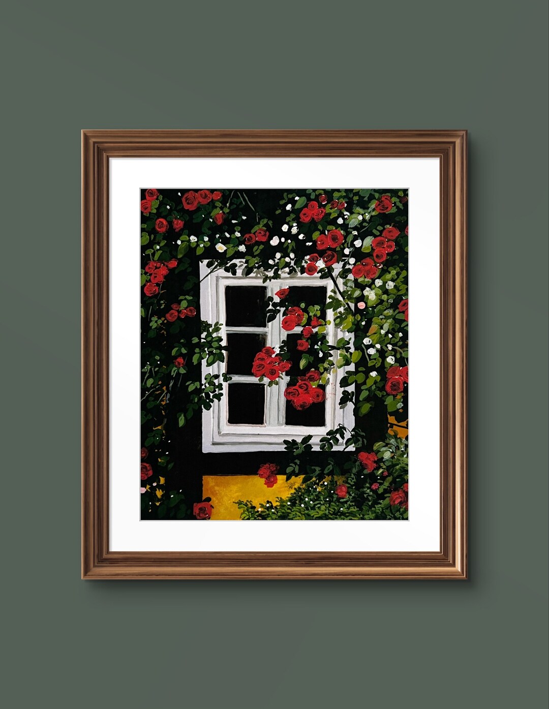 Red Rose Window Wall Art-art Print - Etsy
