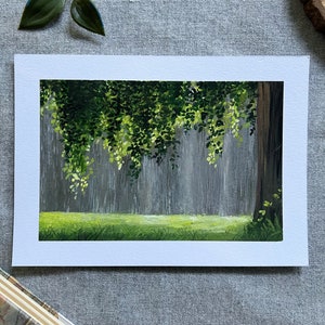 In a Rainy Day-original Gouache Painting-rain Painting-nature Painting ...