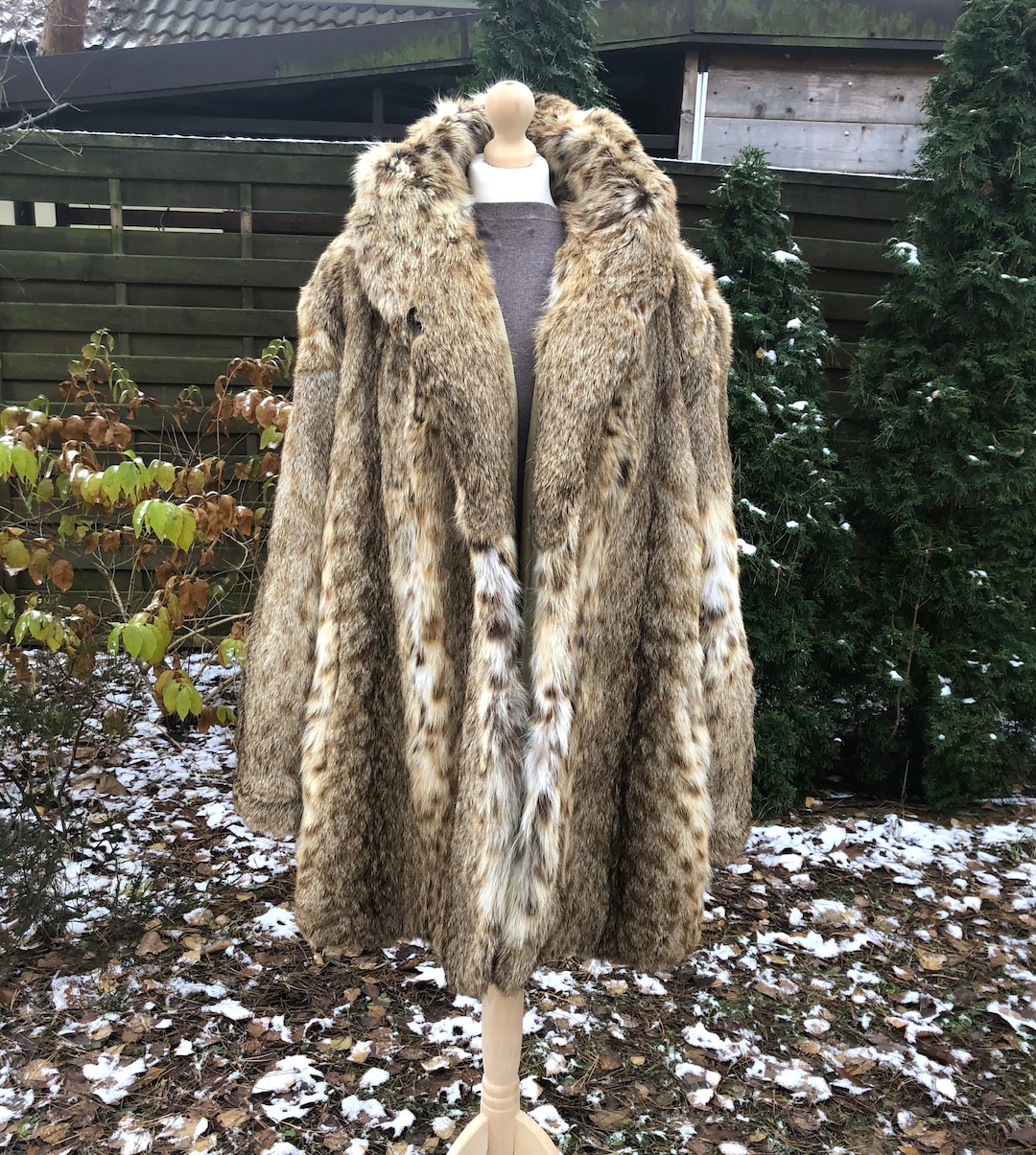 European L Real Lynx Fur Coat / Authentic European Lynx Fur Coat / Real ...