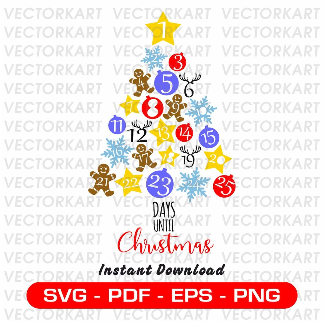 Christmas Tree Calendar SVG Instant Download SVG, Pdf, Eps, PNG Digital ...