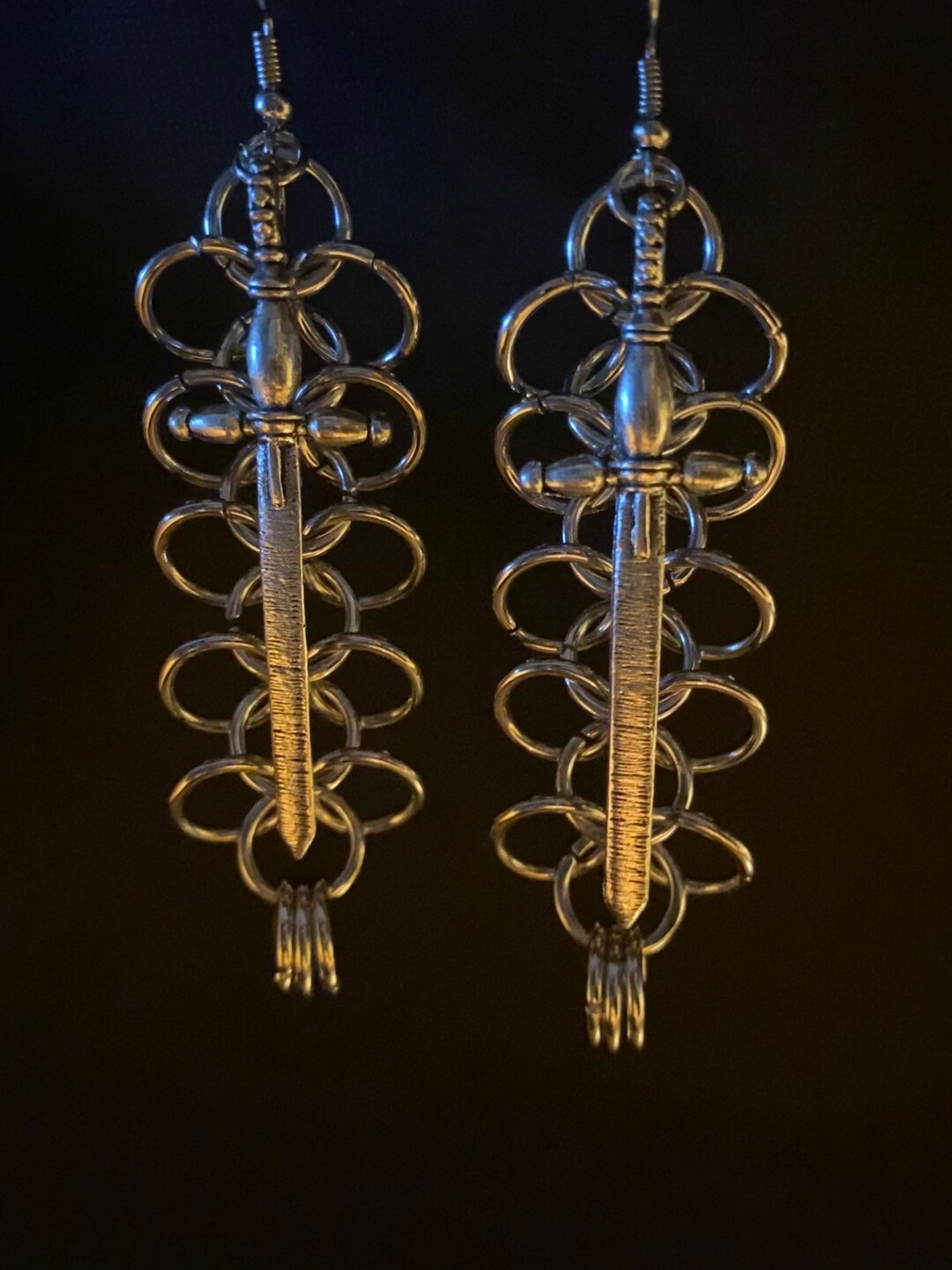 Medieval Heavy Metal Chainmail and Sword Earrings - Etsy