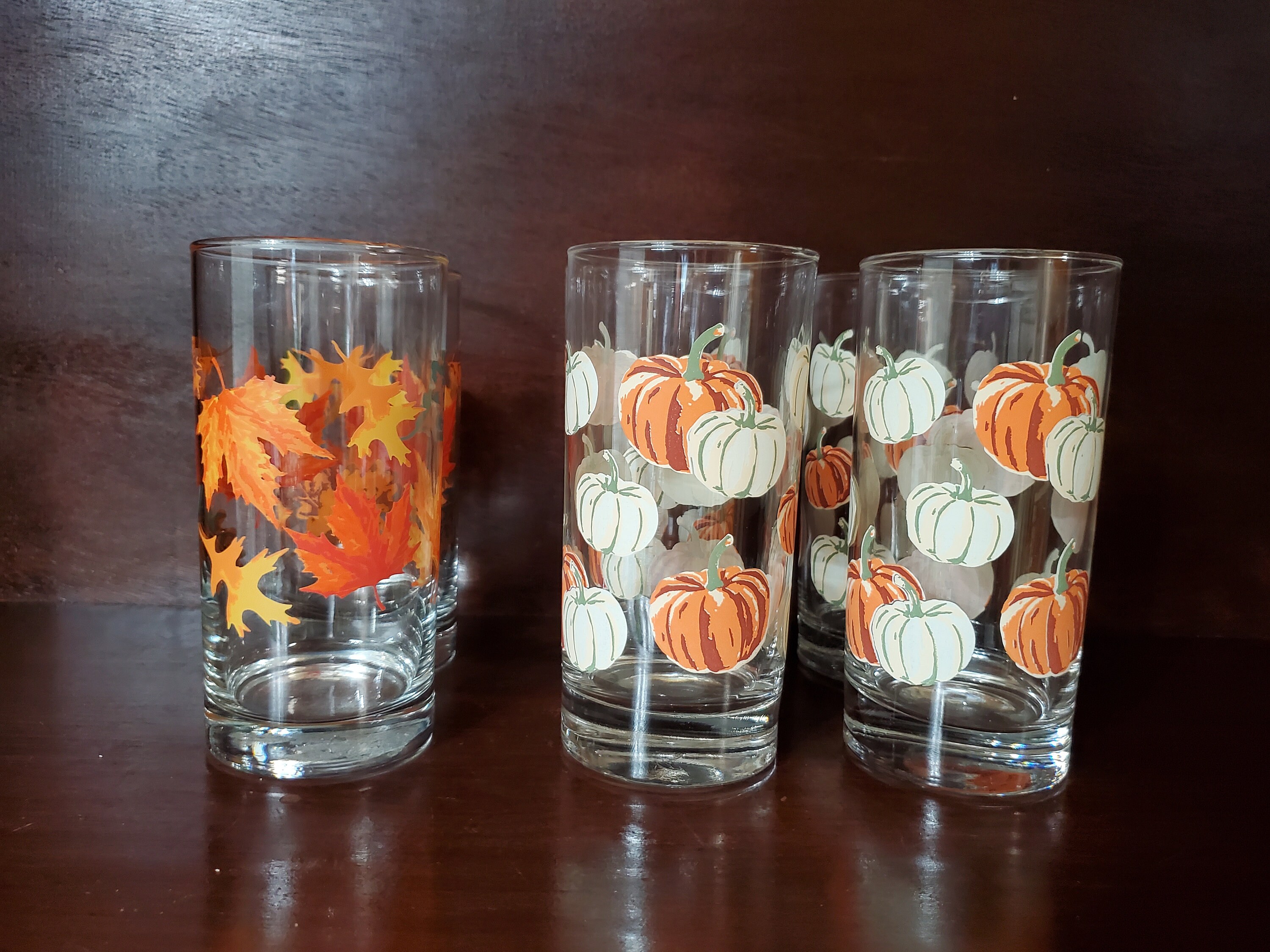 Vintage Libby Autumn/fall Tumbler Glasses, Leaves and Pumpkins - Etsy