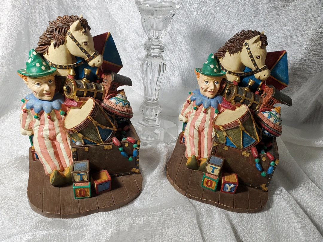 Vintage Clown & Toy Bookends - Etsy