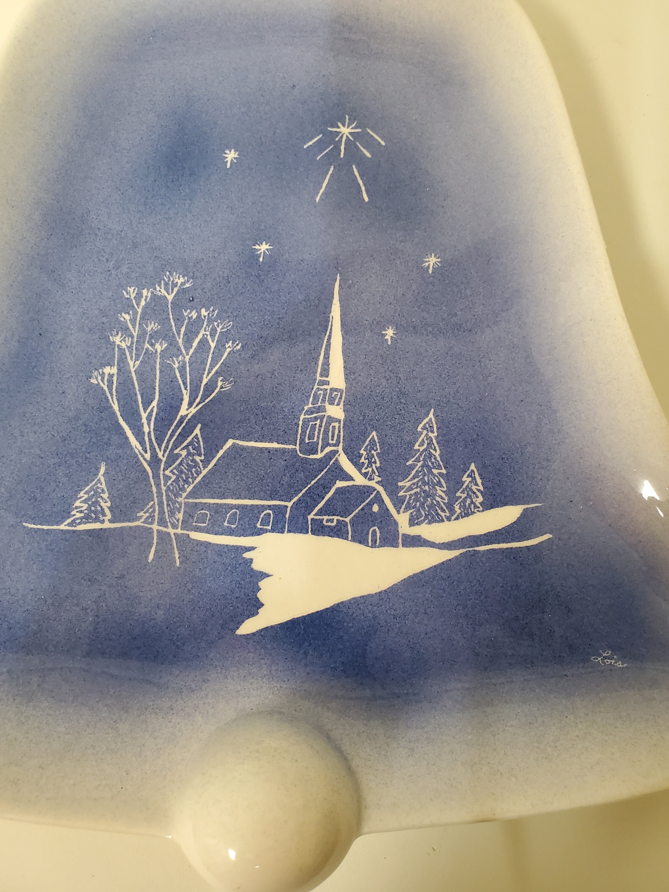 Atlantic Mold Bell Shaped Plate, Blue and White With Church - Etsy