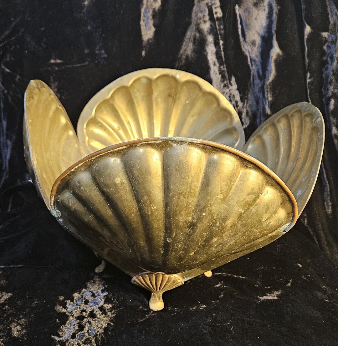 Vintage Brass Art Deco Shell/fan Decorative Bowl or Planter - Etsy