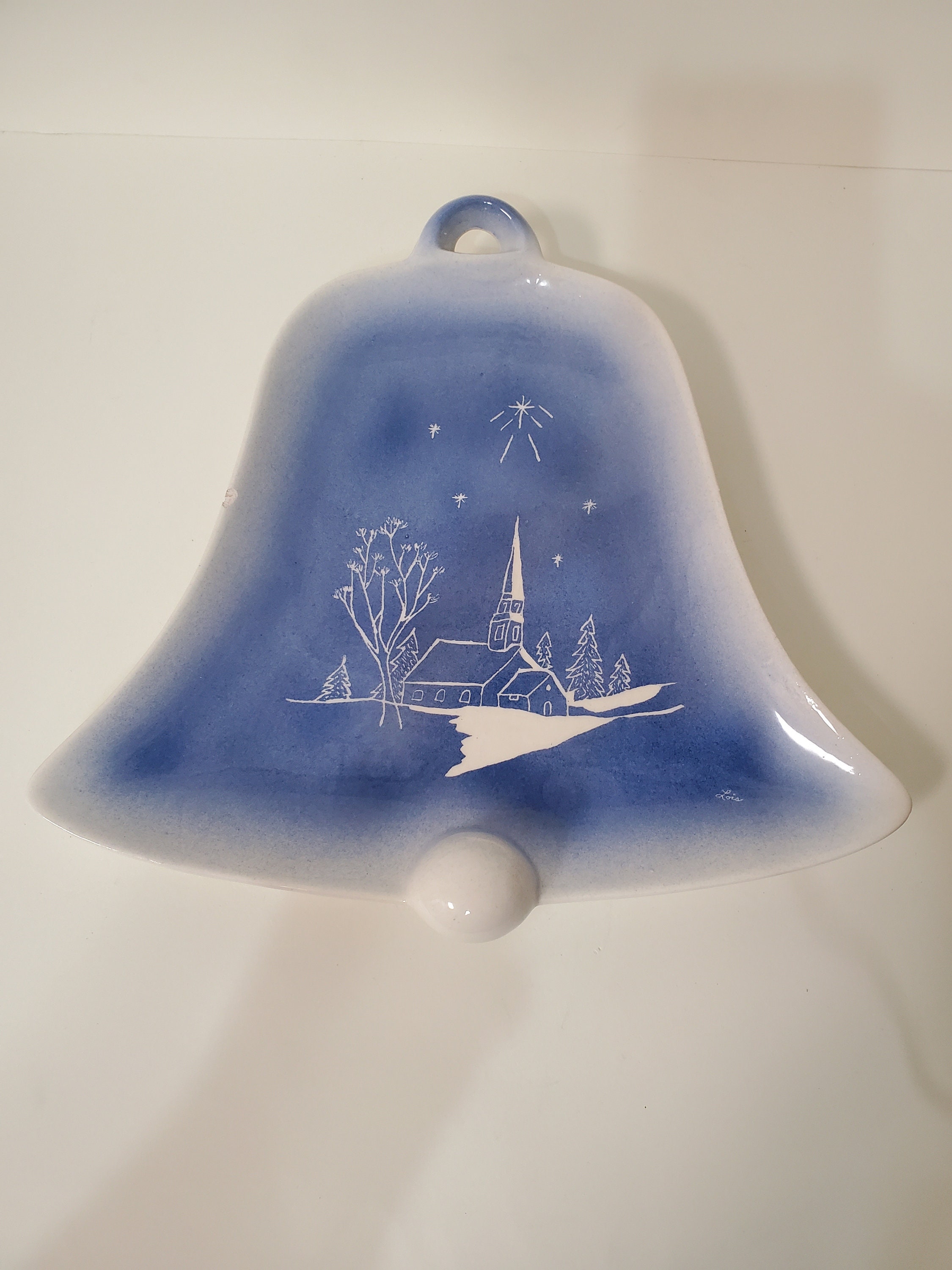 Atlantic Mold Bell Shaped Plate, Blue and White With Church - Etsy