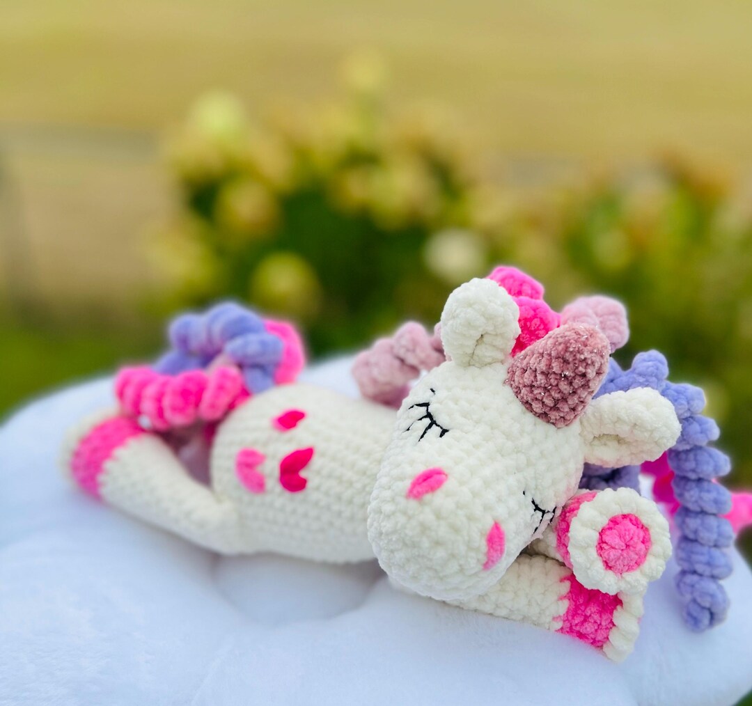 Plush Sleeping Unicorn, Cuddle Stuffed Animal, Milk and Strawberry ...