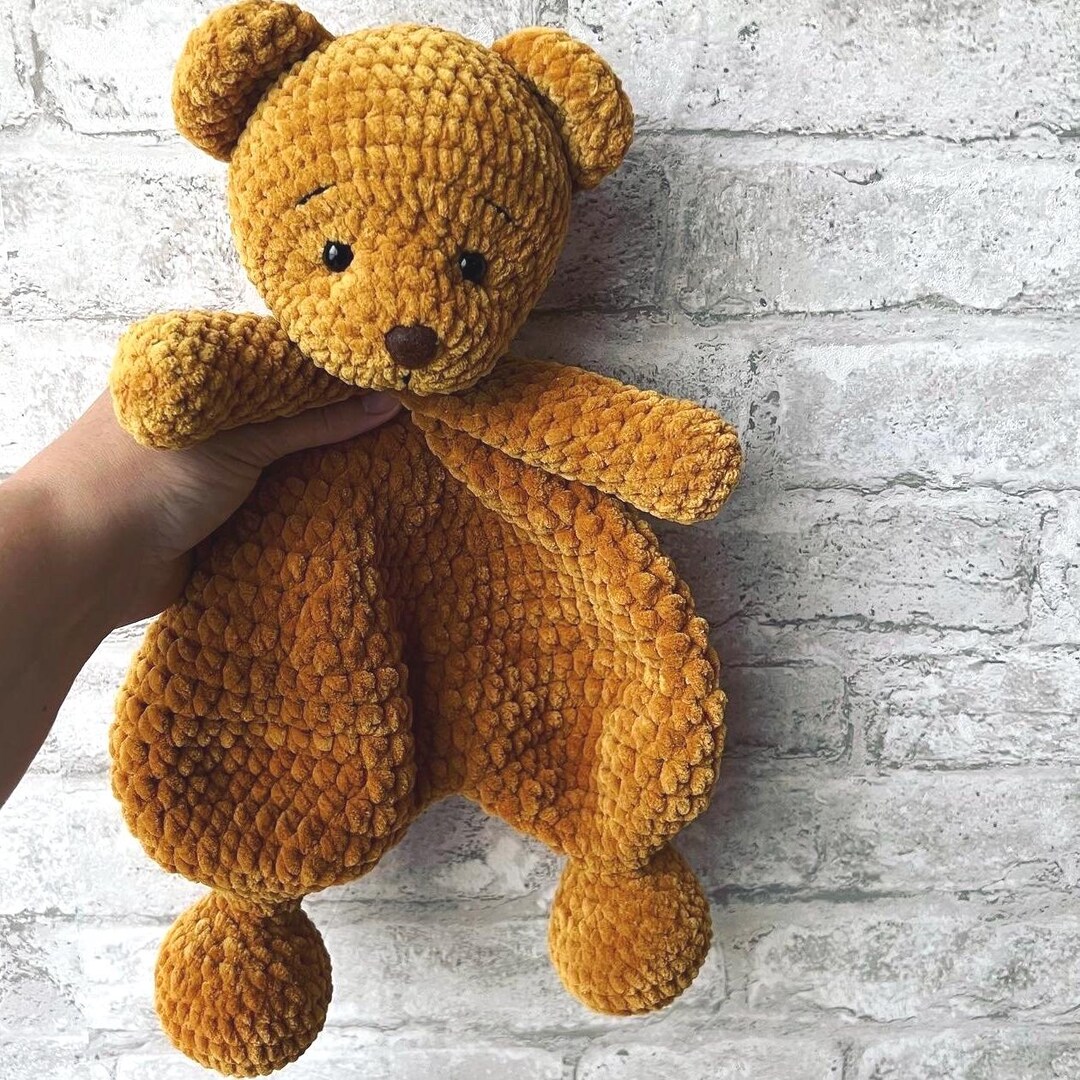 Plush Teddy Bear Baby Lovey, Cuddle Newborn Baby Toy, Crochet Stuffed ...