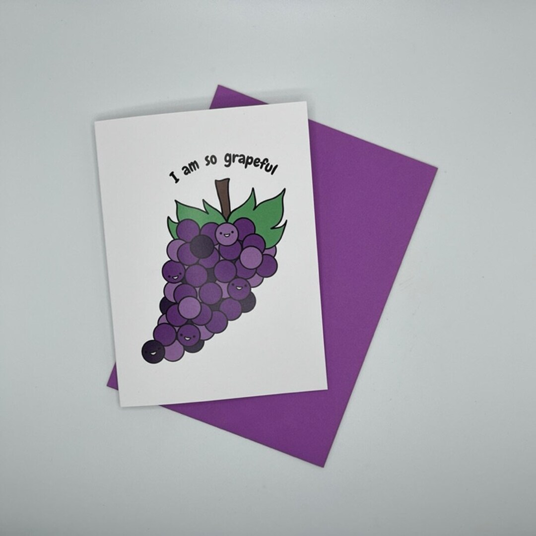 Grapeful | Thank You Card | Gratitude | Handmade Eco Friendly Greeting ...