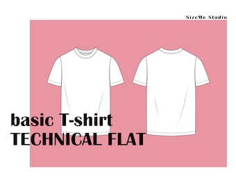 T-shirt Fashion Flat / Technical Drawing / CAD / Adobe Illustrator ...