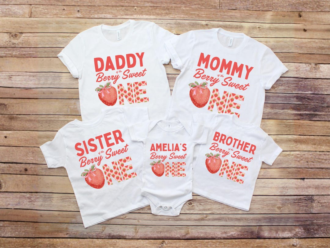 Berry Sweet One First Birthday Family Shirts, Personalized Strawberry ...
