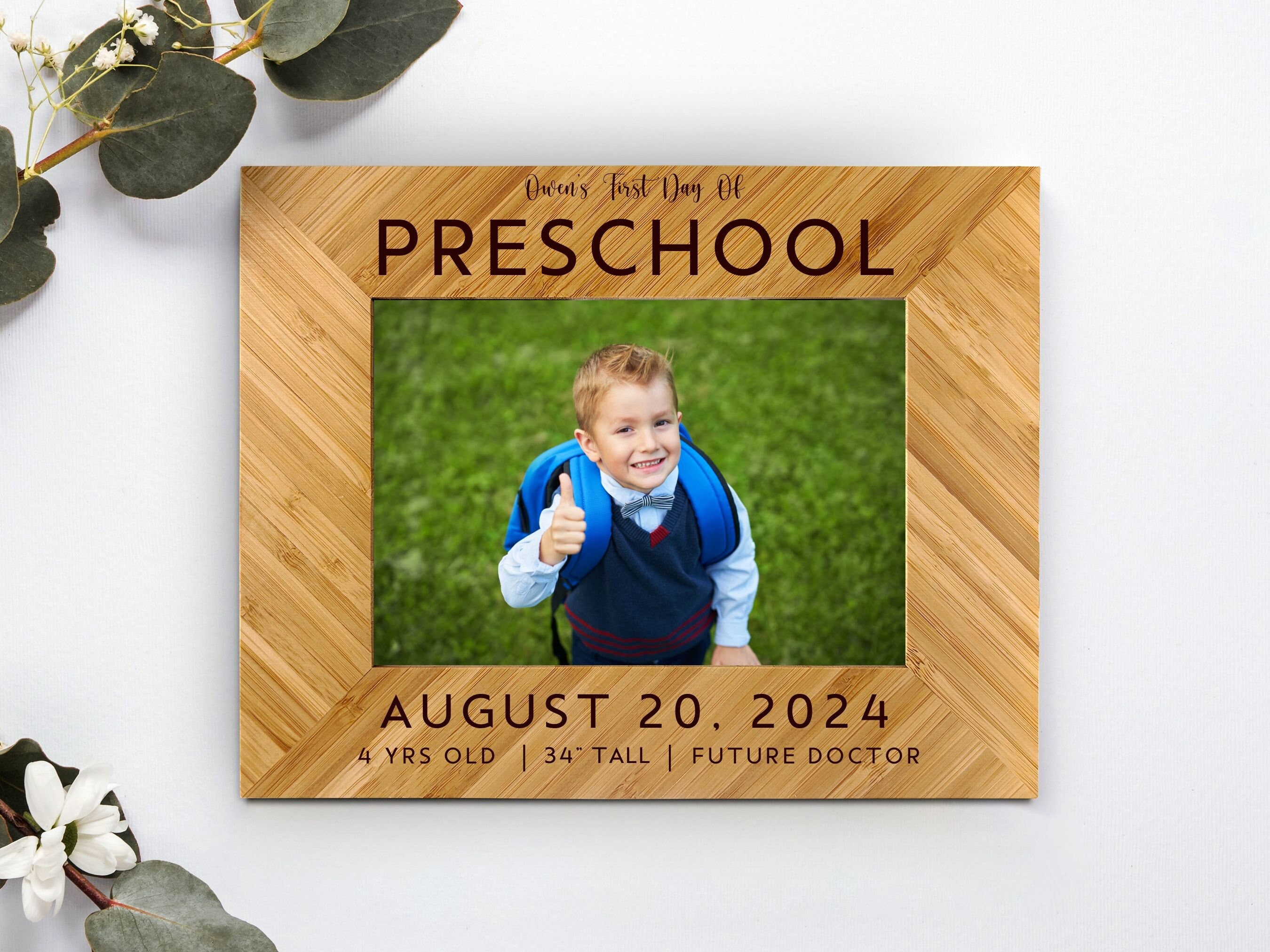 Personalized First Day of Preschool Keepsake Picture Frame, Fits 5x7 ...