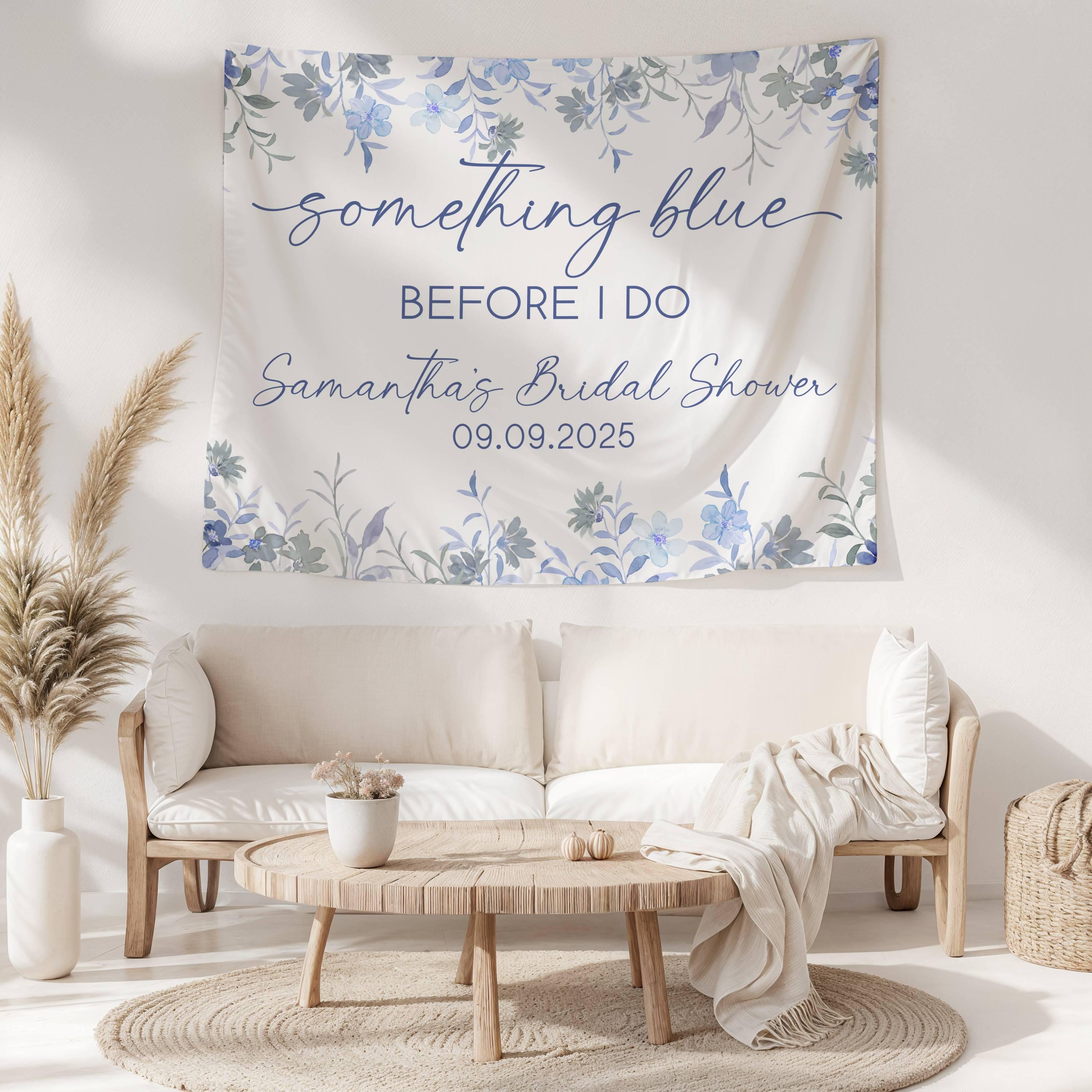 Personalized Something Blue Before I Do Bridal Shower Banner, Elegant ...