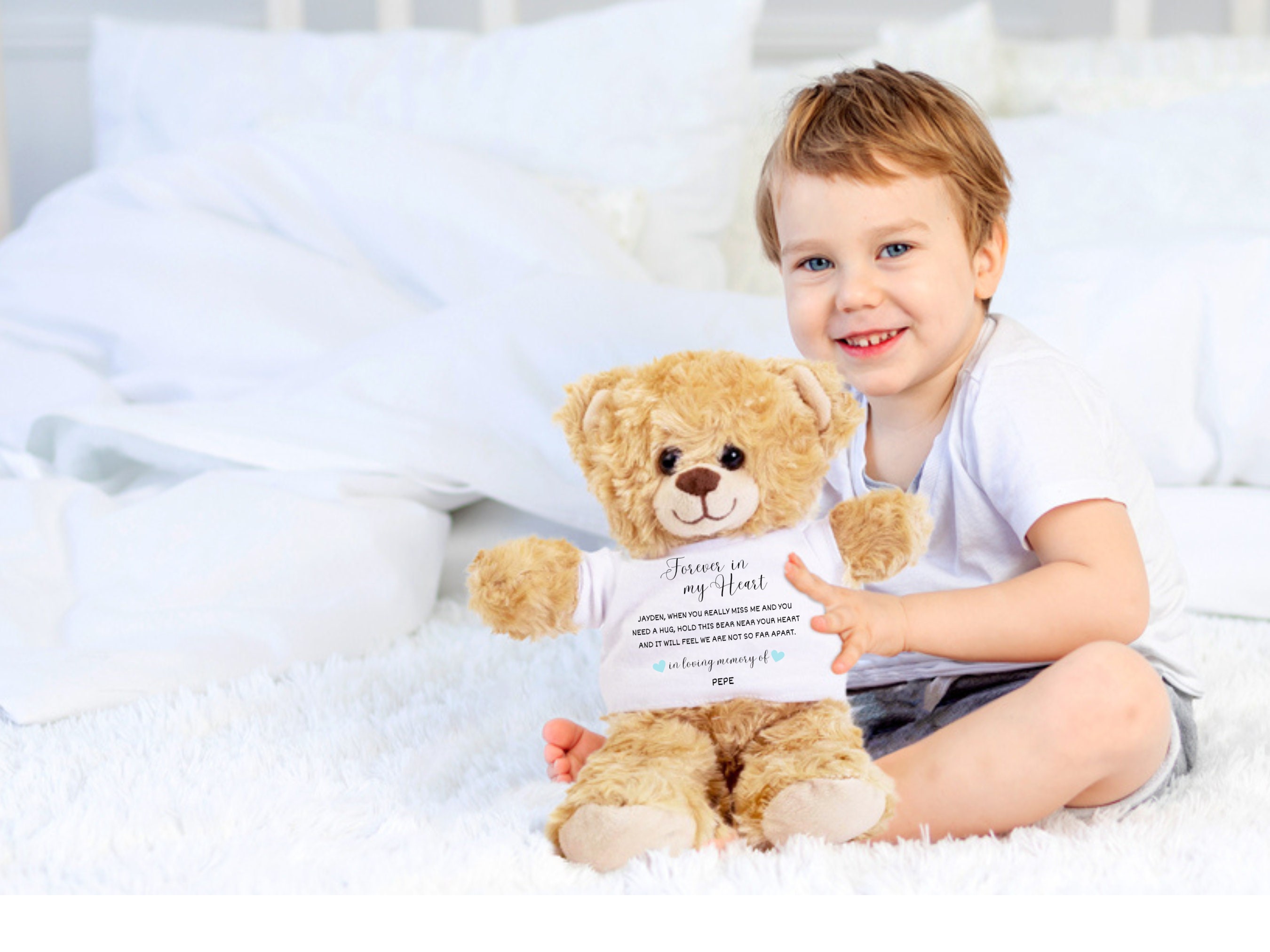 Memory Bear, Pepe Teddy Bear, Memorial Bear for Kids, Sympathy Bear ...