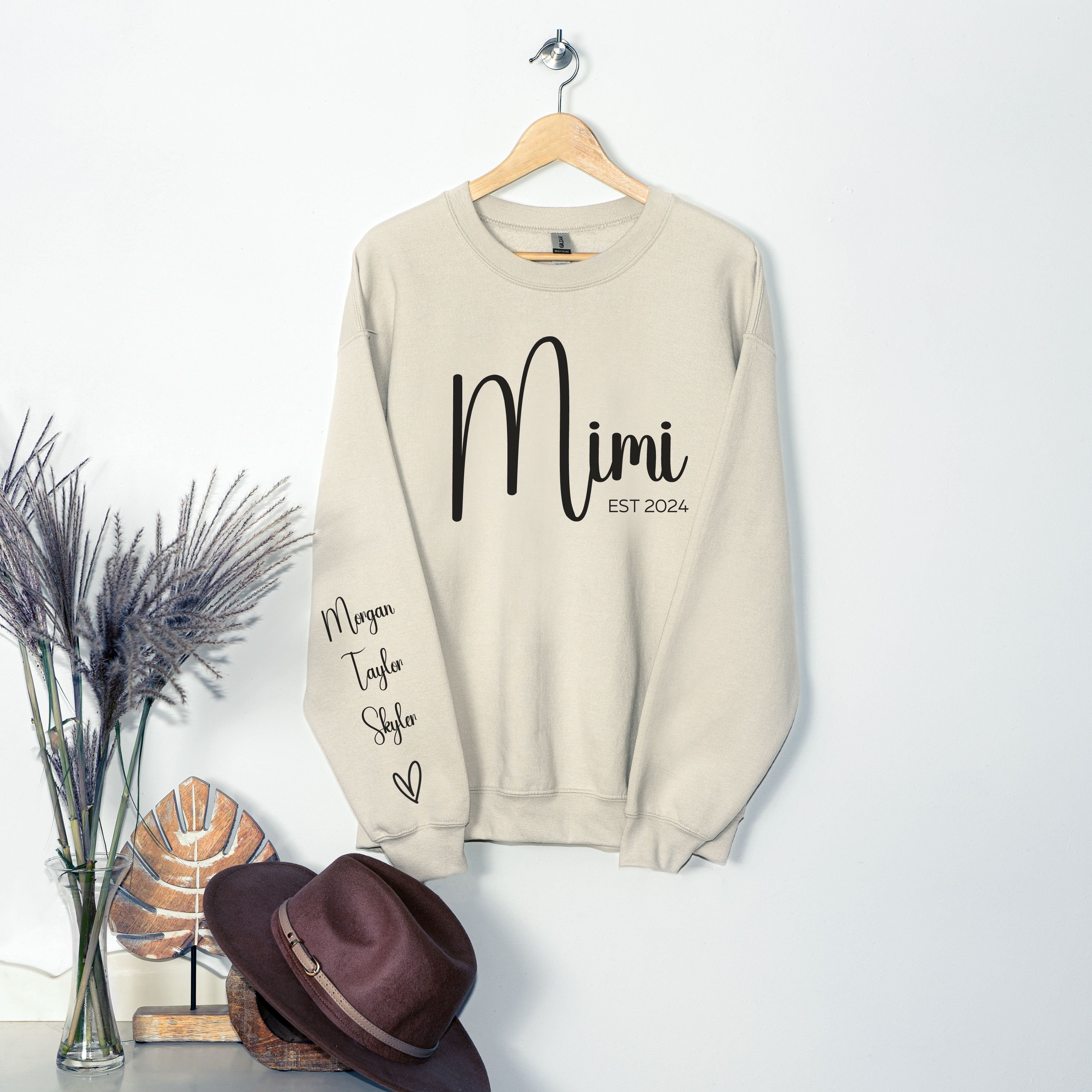 Personalized Mimi Sweatshirt With Grandkids Names on Sleeve Custom Mimi ...
