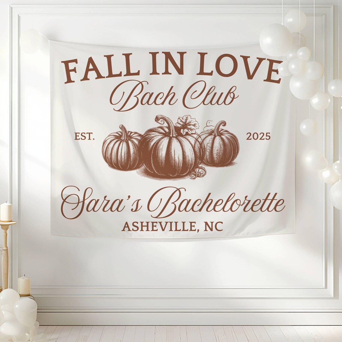 Personalized Fall Bachelorette Party Banner Decor, Fall in Love Custom ...