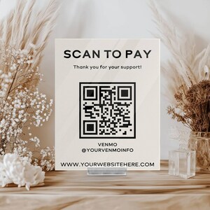 Scan to Pay QR Code Sign, Payment Sign, Custom Acrylic QR Code Business ...