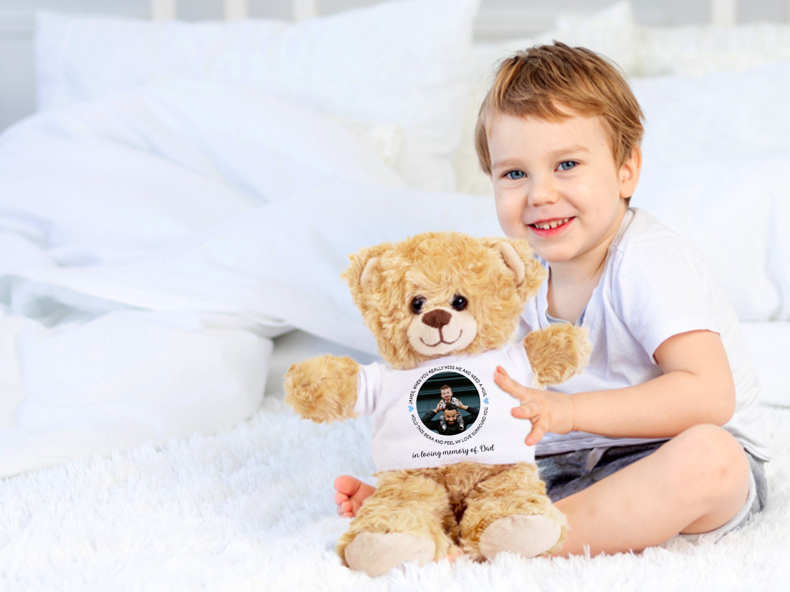 Memory Bear With Picture, Memorial Gift Sympathy Gift for Loss of ...