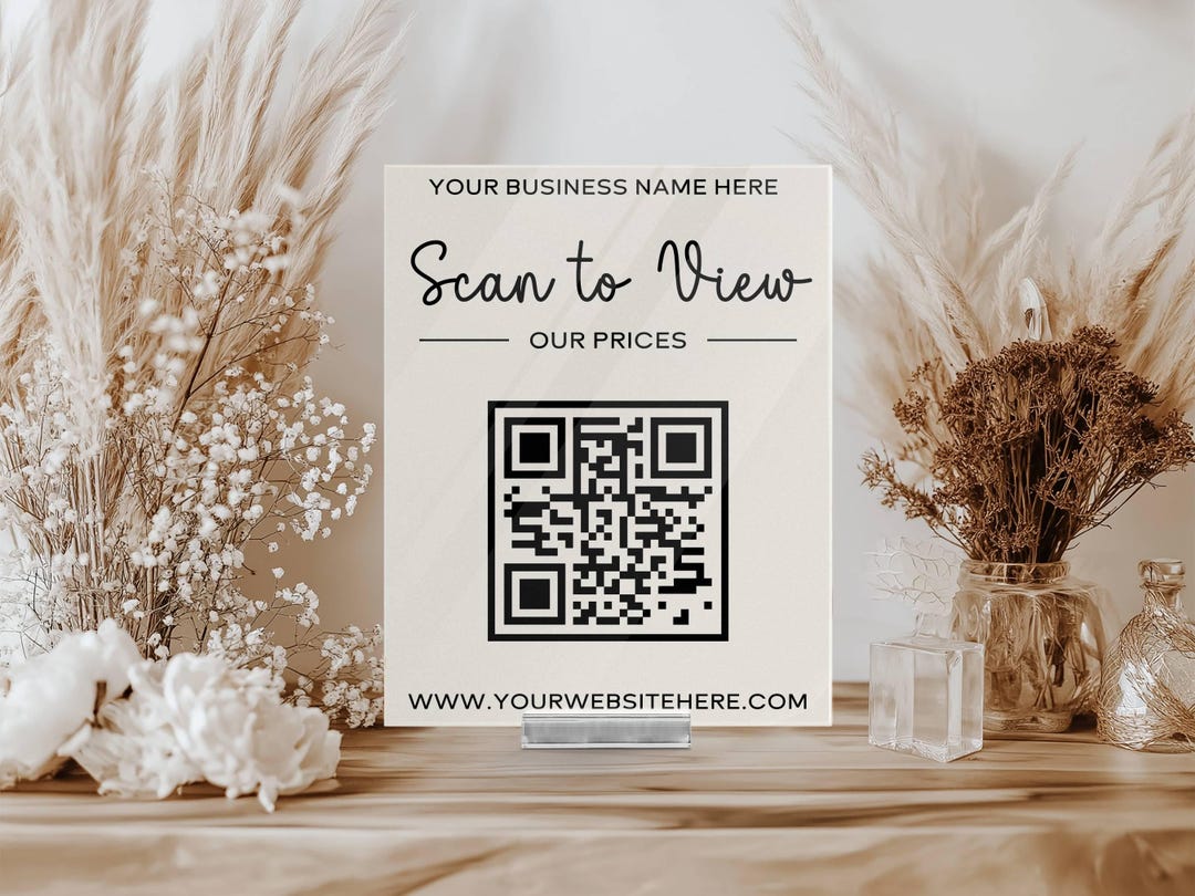 Price List QR Code Sign, Business Price List, Custom Acrylic QR Code ...