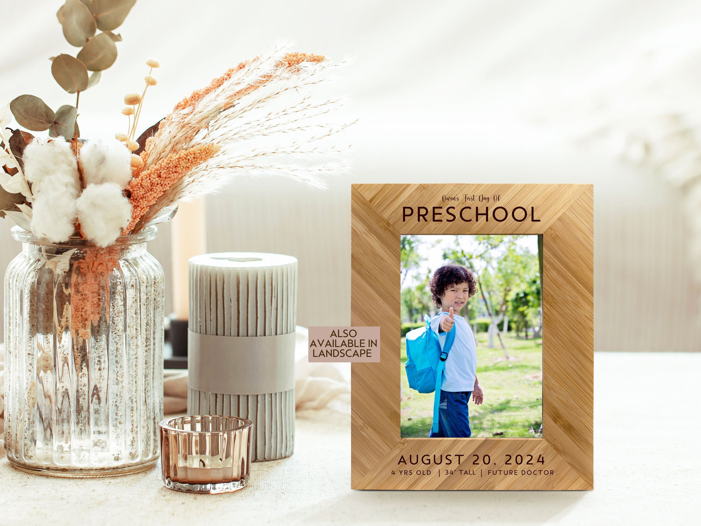 Personalized First Day of Preschool Keepsake Picture Frame, Fits 5x7 ...