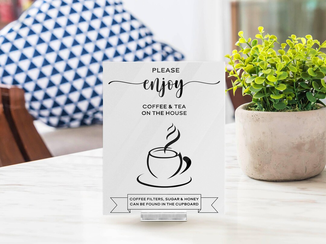Coffee and Tea Sign, Coffee Tea Bar Sign, Kitchen Decor, Airbnb™ Sign ...