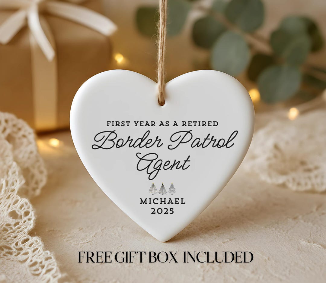 Retired Border Patrol Agent Heart Ornament, Custom Personalized Federal ...