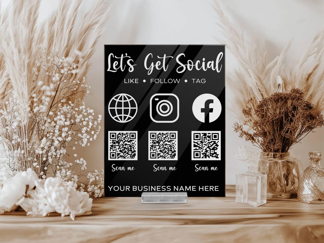 Social Media QR Code Sign, Follow Us QR Code Sign, Connect With Us ...
