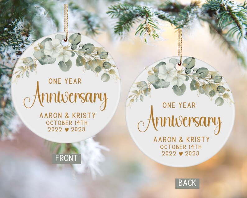 One Year Anniversary Present, First Year Ornament, 1 Year Anniversary ...