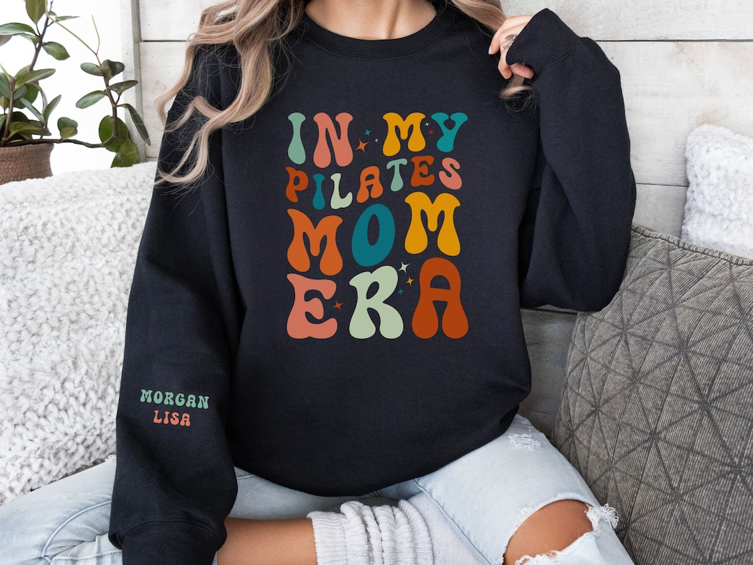 Personalized Pilates Mom Crewneck Sweatshirt With Kids Names on Sleeve ...