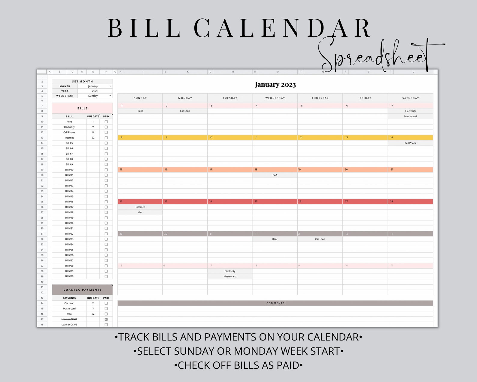 Credit Cards Monthly Budget Spreadsheet Template for Google Sheets ...
