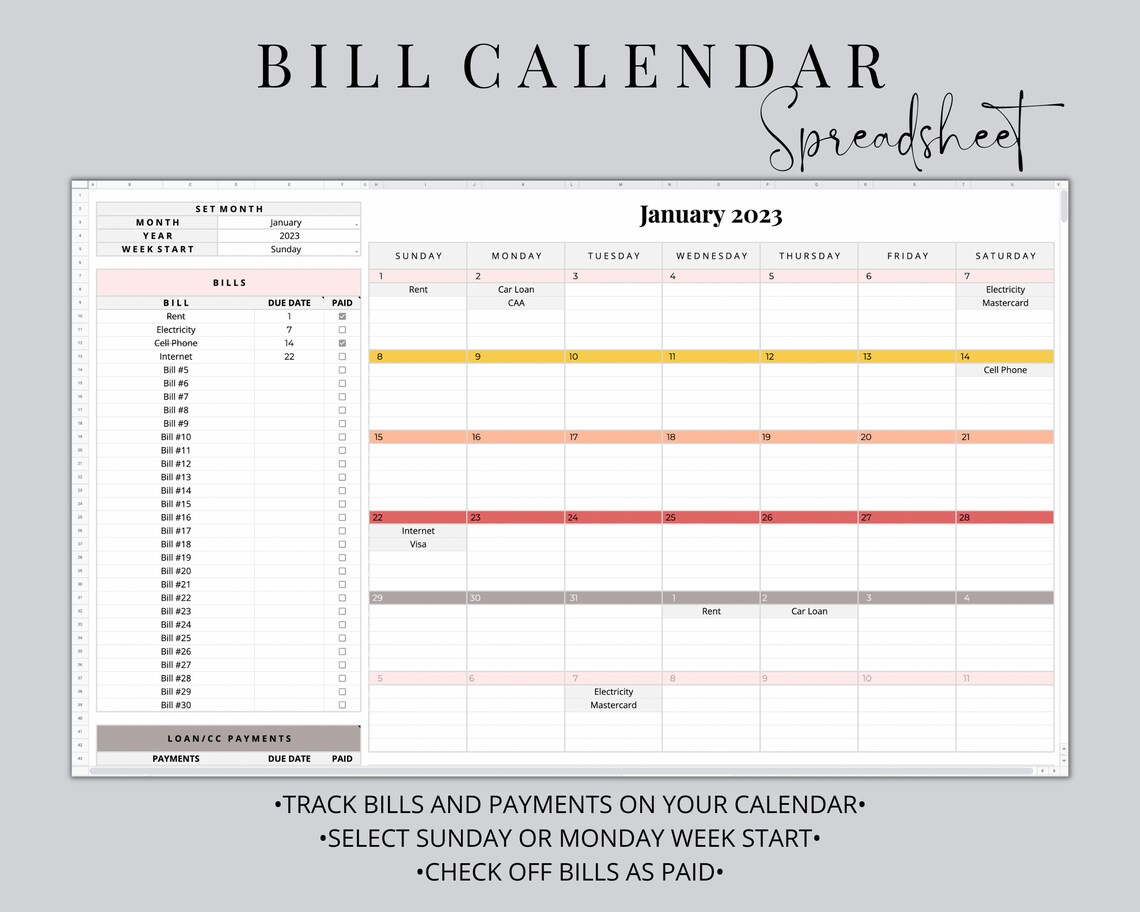 Credit Card Monthly Budget Large Print Spreadsheet Template for Google ...