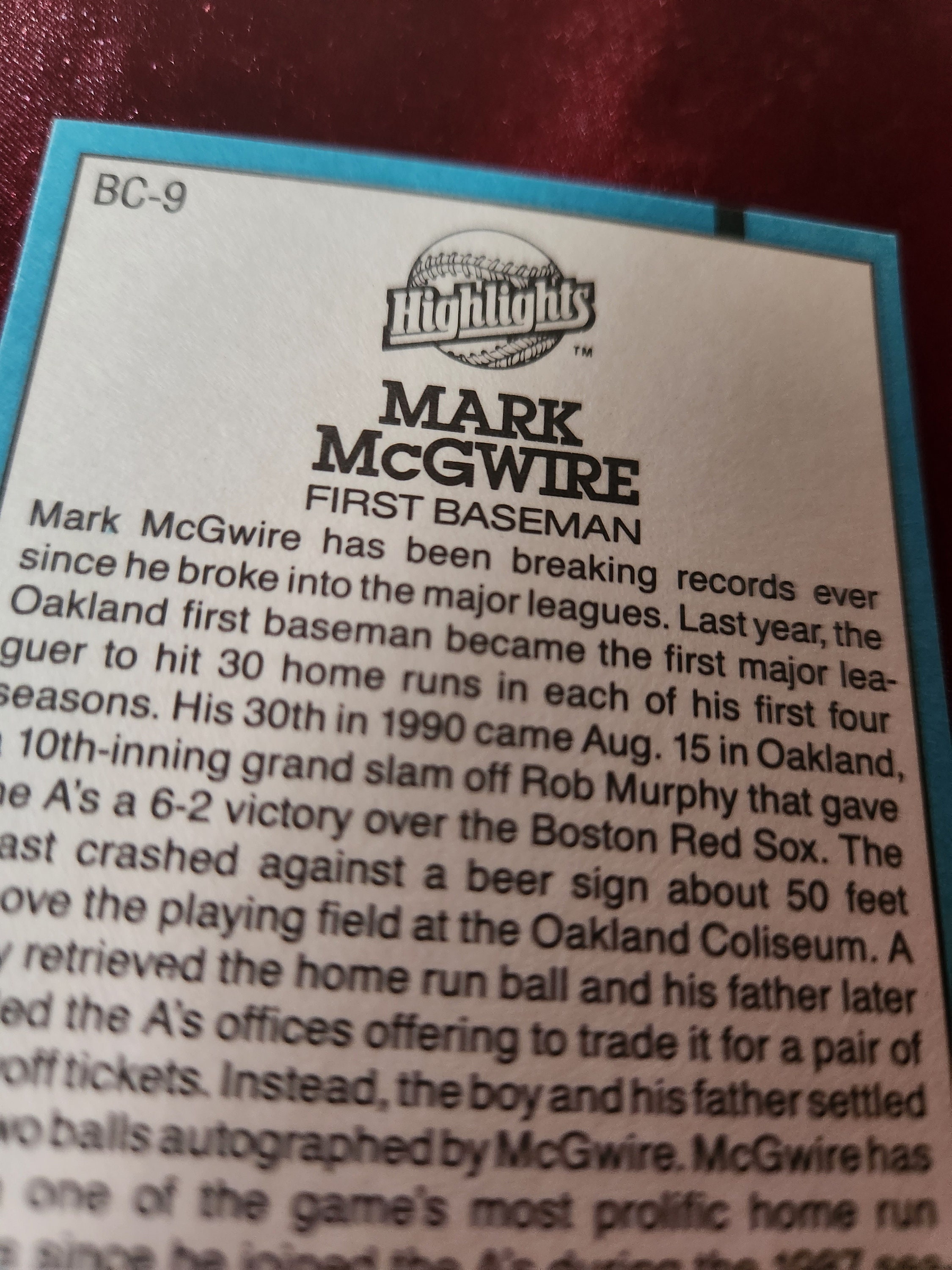 MARK MCGUIRE Home Run Milestone Card - Etsy