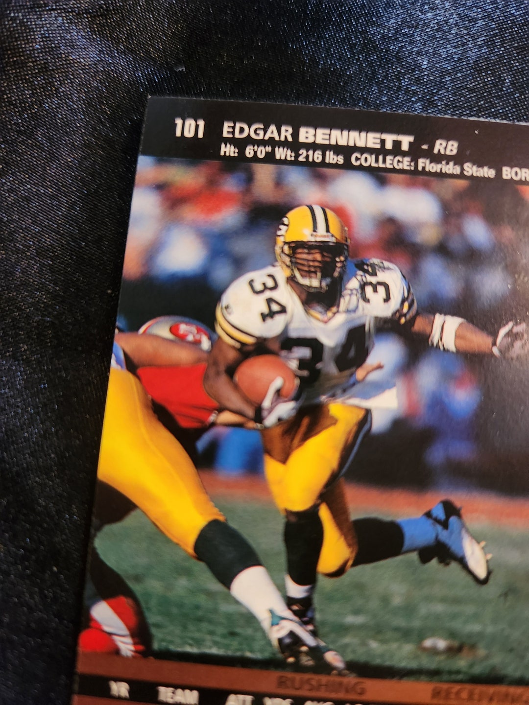 Green Bay Packer Edgar Bennett Football Card - Etsy