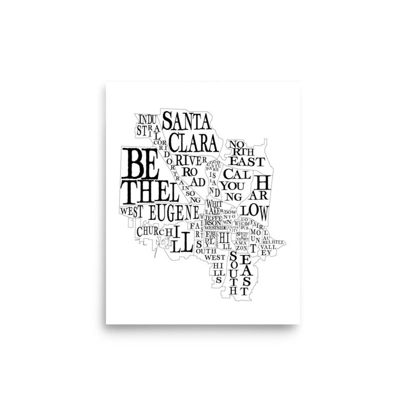 Neighborhood Map of Eugene OR DIGITAL DOWNLOAD Printable - Etsy